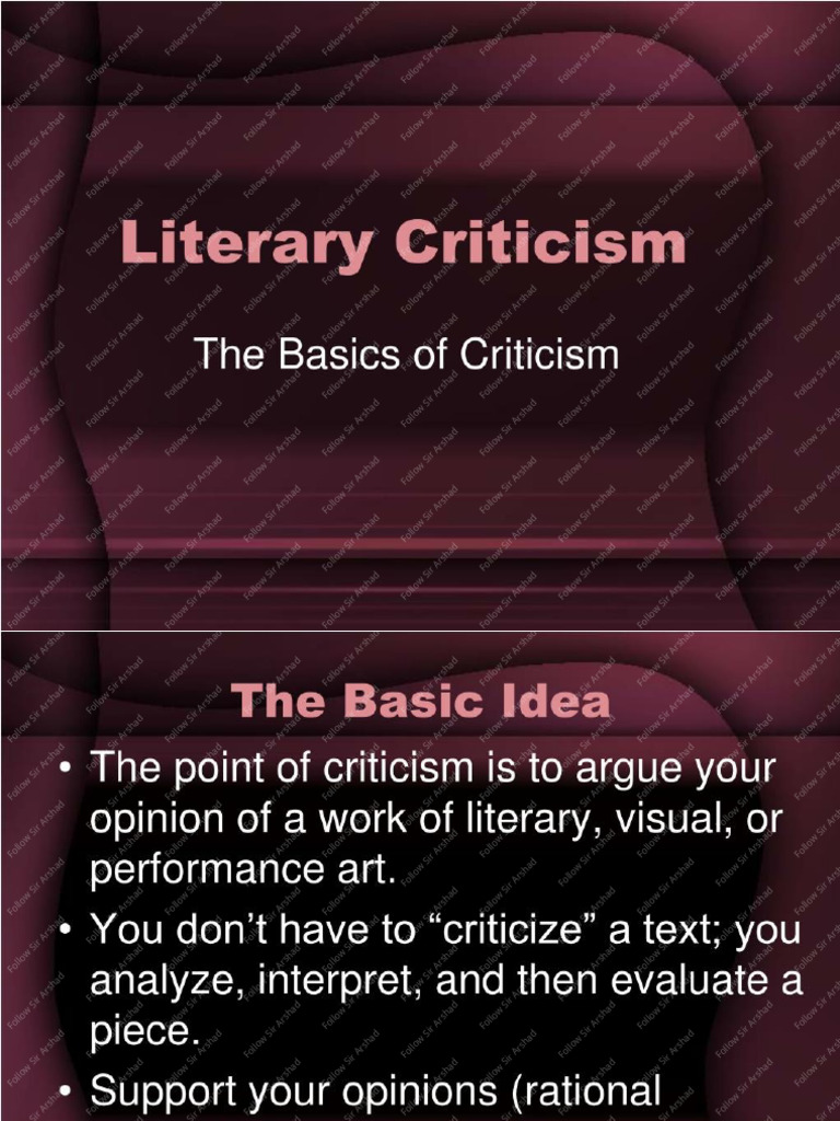 Literary Criticism Slides | PDF