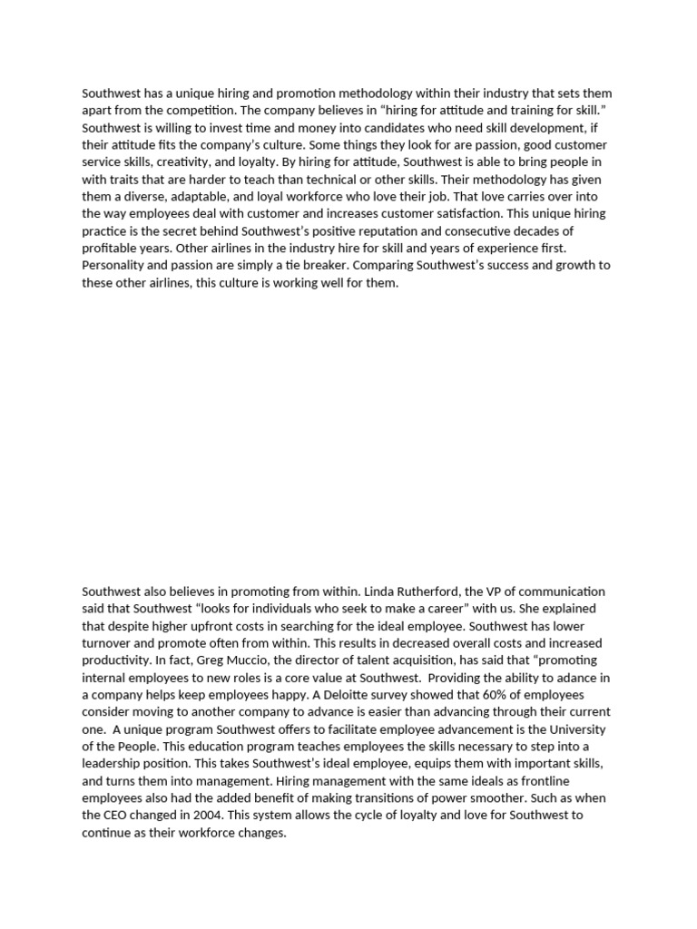 Southwest Case Study | PDF | Organizational Behavior | Social Psychology