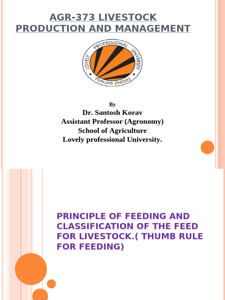 2003 Classification of The Feed and Principle of Feeding Livestock ...