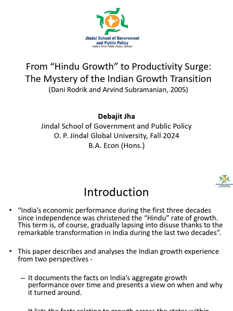 Indian Economic Growth: From Hindu Rate to Surge | PDF | Economic ...