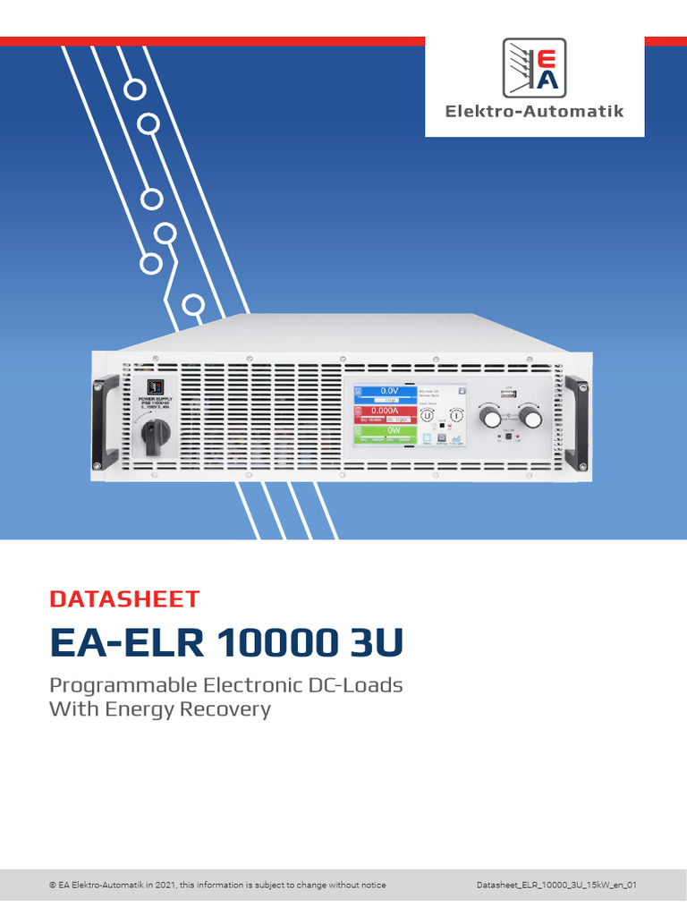 Datasheet Elr 10000 3u 15kw en | PDF | Mains Electricity | Direct Current