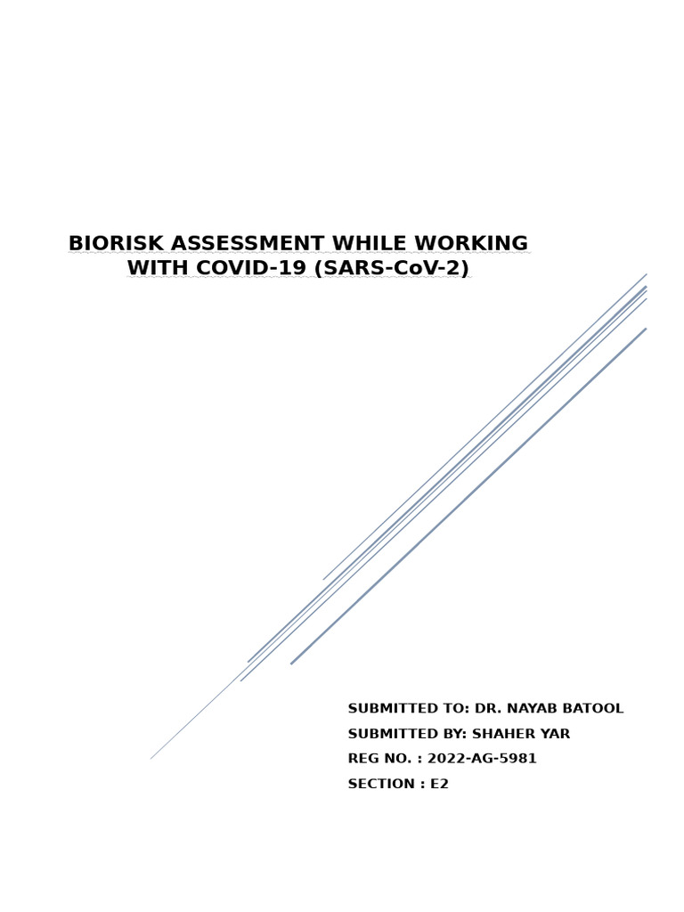 COVID-19 Biorisk Assessment Guide | PDF