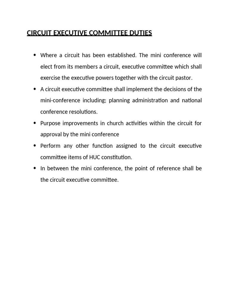 Circuit Executive Committee Responsibilities | PDF