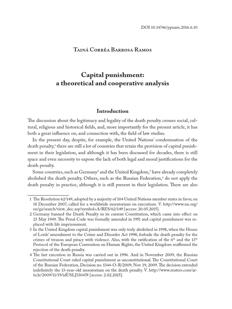 Capital Punishment A Theoretical An | PDF | Capital Punishment ...