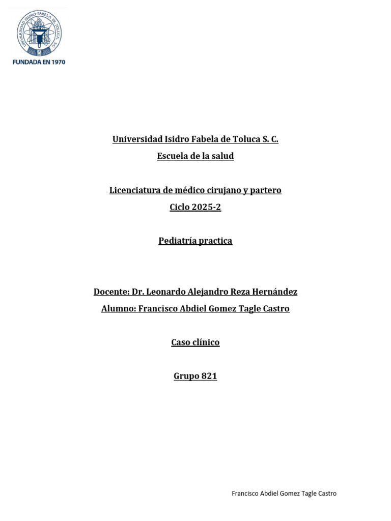 Caso Clinico Pedia 2 | PDF | El embarazo | Enfermedades y trastornos