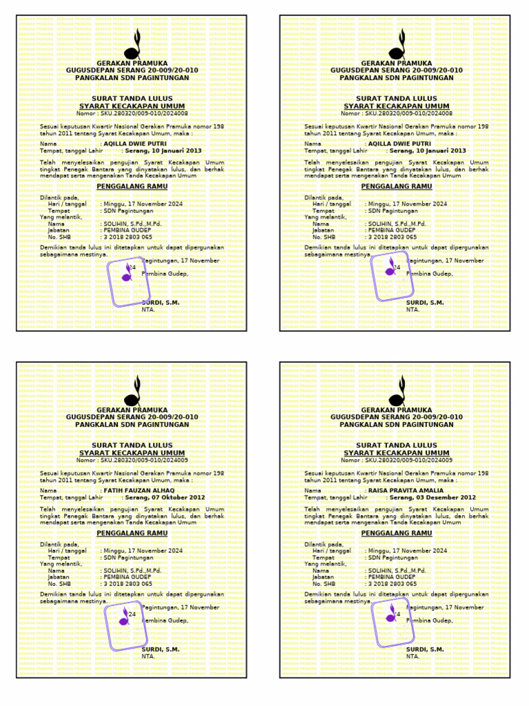 Surat Tanda Lulus Syarat Kecakapan Umum | PDF