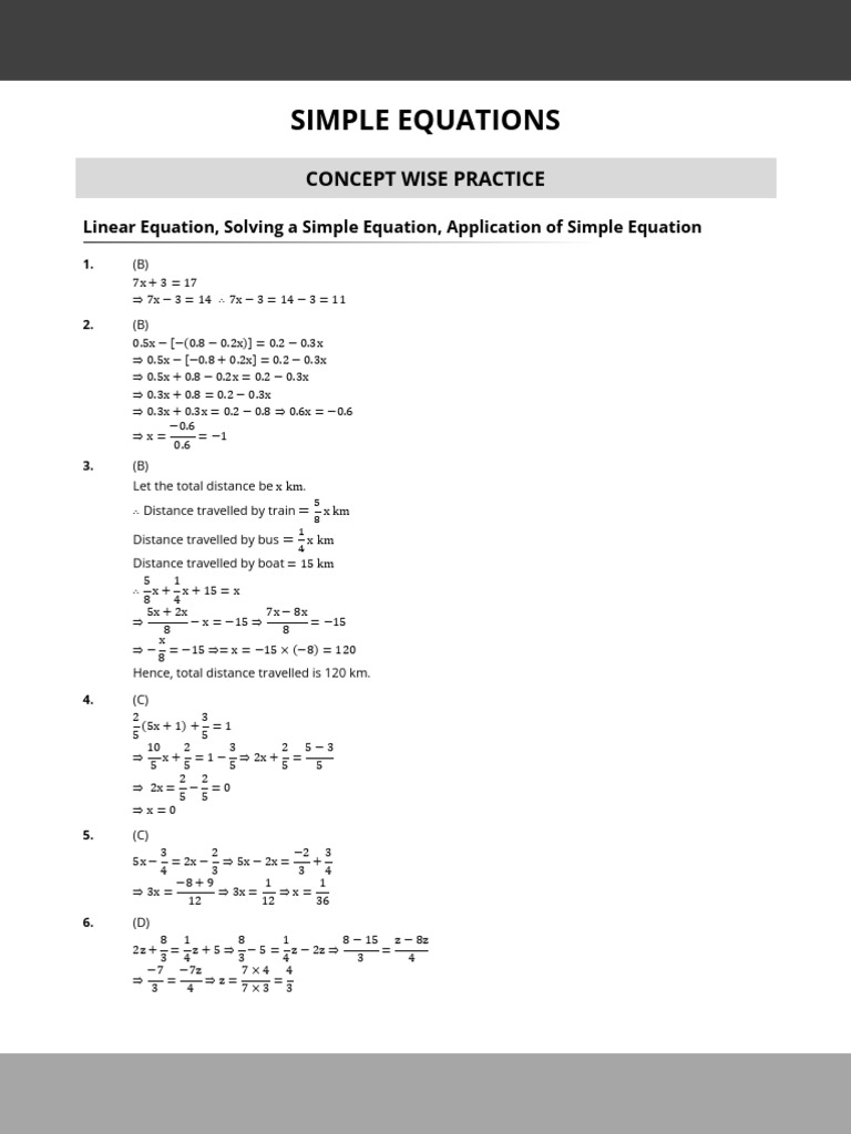 Simple Equations Workbook Solutions | PDF | Mathematics | Chess Theory