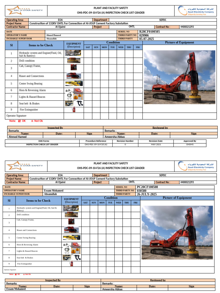 Grader Inspection Checklist for Safety | PDF