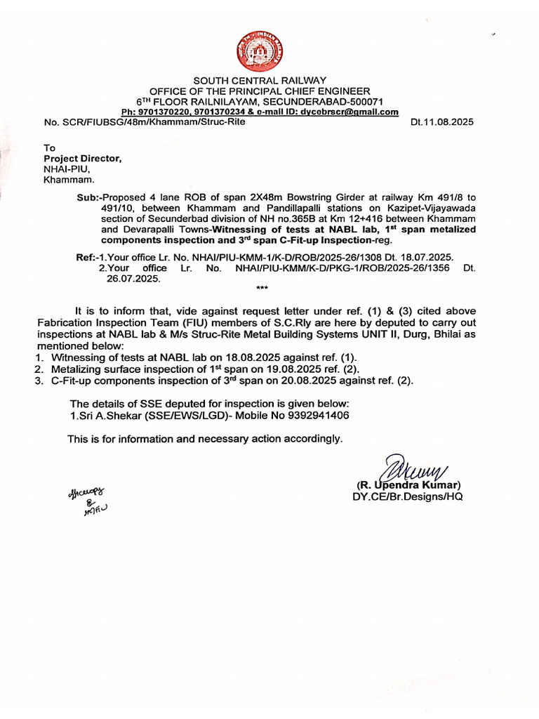 Inspection Intimation Letter | PDF