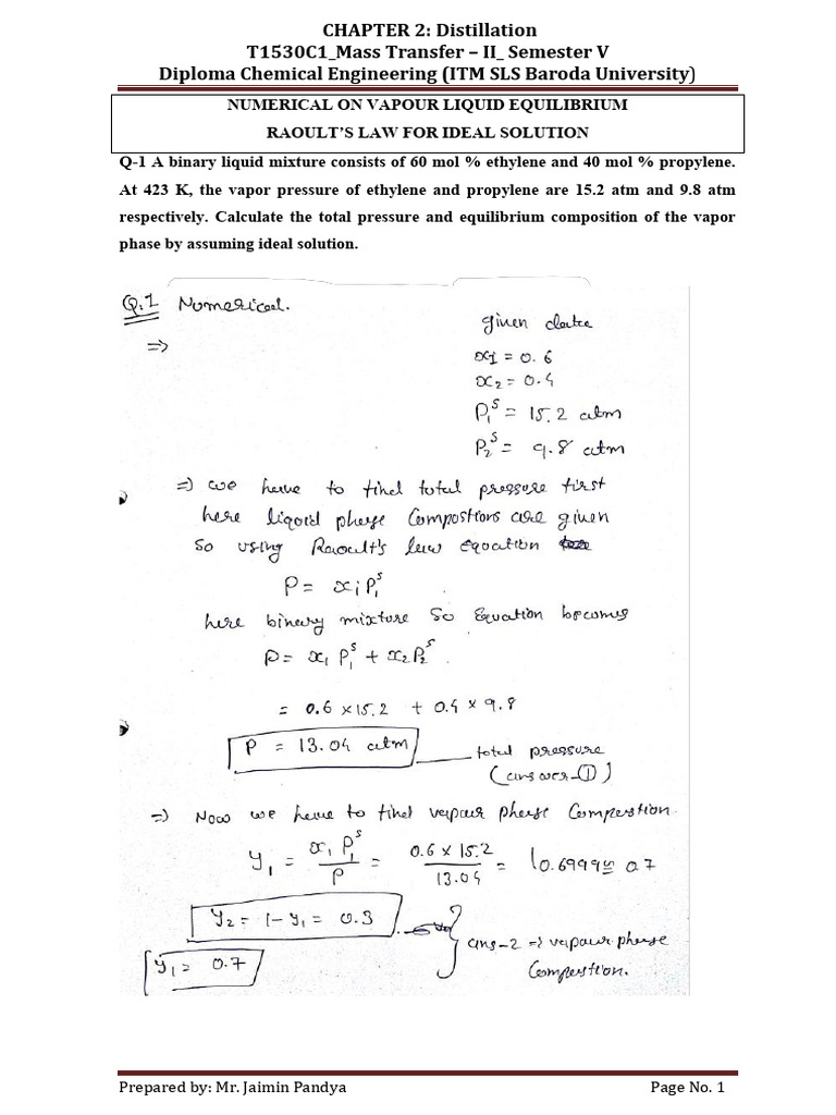 Distillation and Vapor-Liquid Equilibrium | PDF | Phases Of Matter | Gases