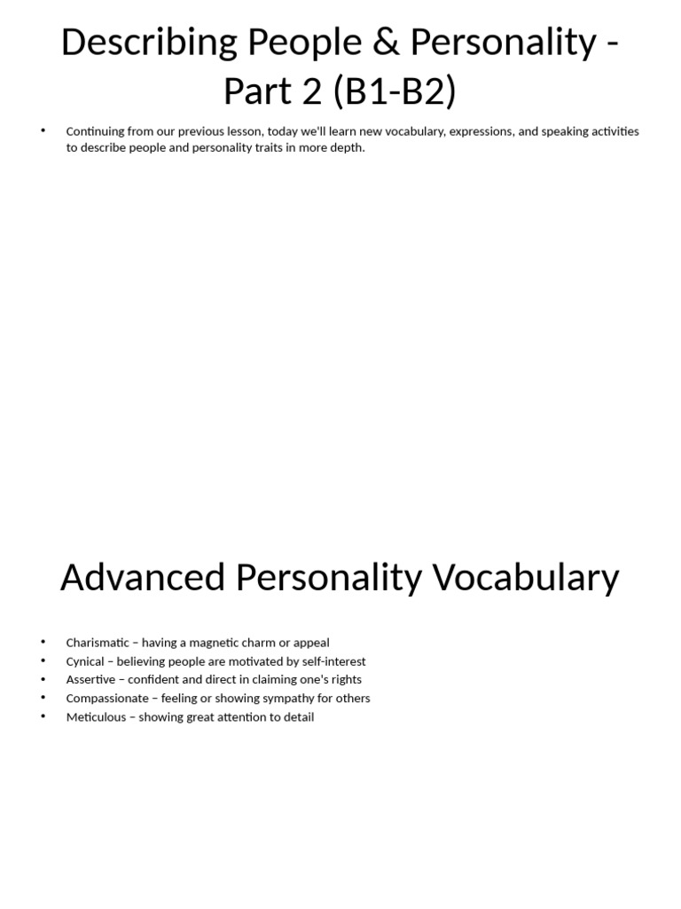 Describing People Part2 B1 B2 | PDF | Psychology | Psychological Concepts