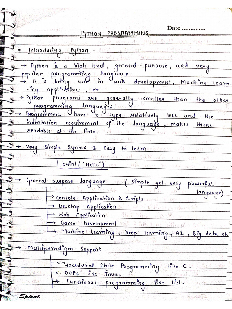 Python Handwritten Note | PDF