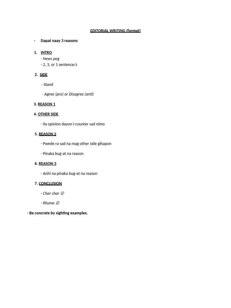 Editorial Writing Format Guide | PDF