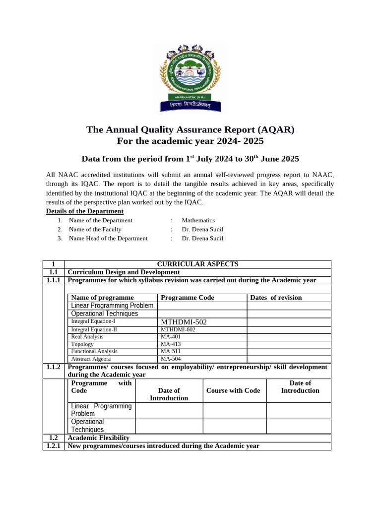 AQAR 2024-25 for NAAC Accreditation | PDF | Educational Technology