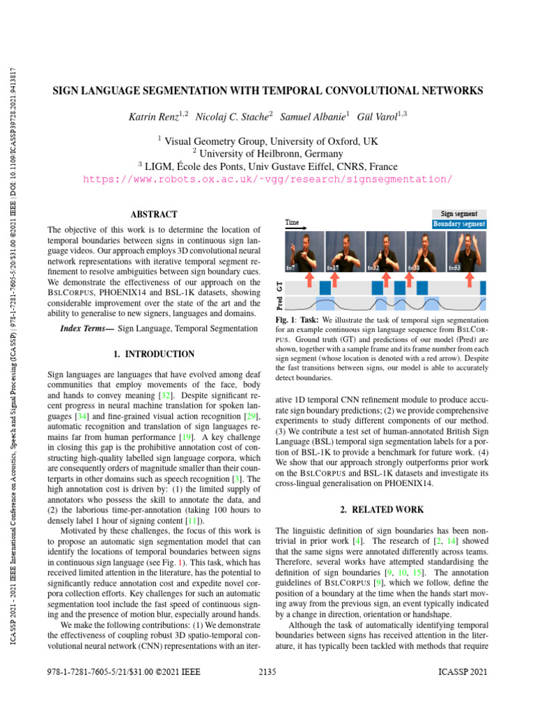 Sign Language Segmentation With Temporal Convolutional Networks | PDF | Image Segmentation ...