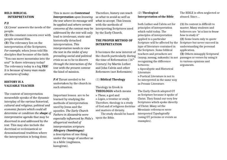 Biblical Interpretation-Notes | PDF | Bible | Theology