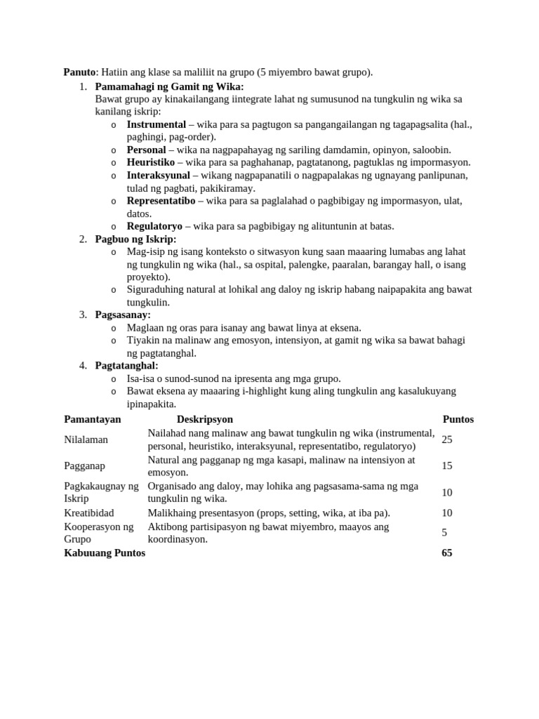 Role Playing Sa Gamit NG Wika | PDF