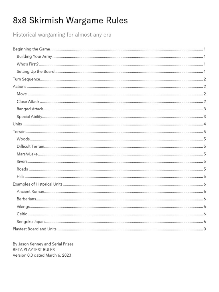 8x8 Skirmish Wargame Rules | PDF