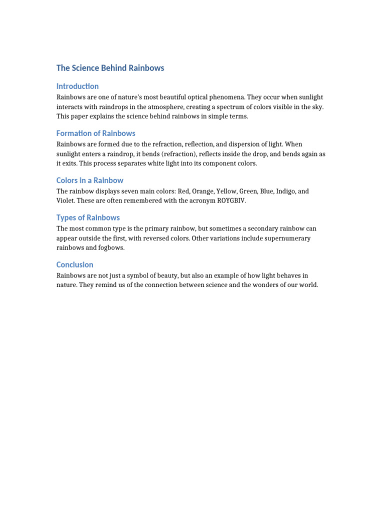 The Science Behind Rainbows | PDF