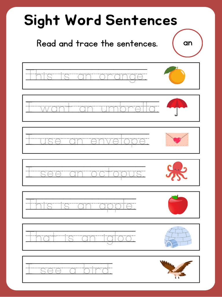 Sight Word Sentence Practice Guide | PDF