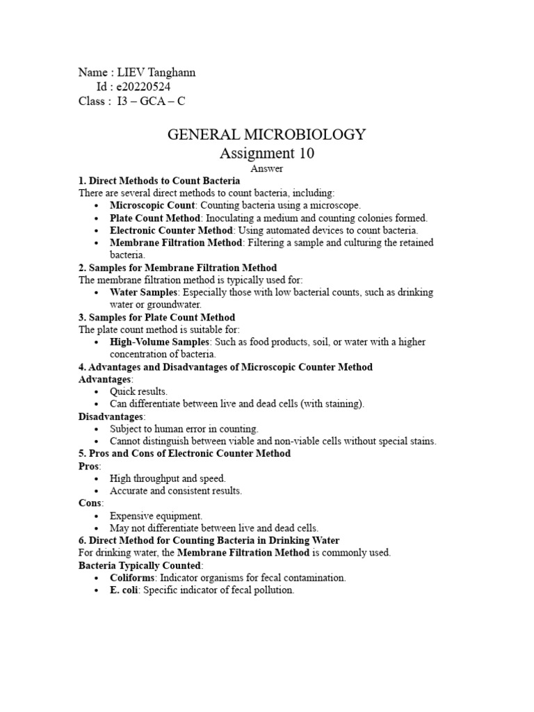 Assignment 10 (Microbiology) | PDF
