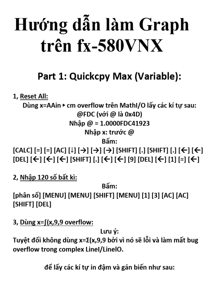 Cách làm đồ thị trên casio fx-580vnx | PDF