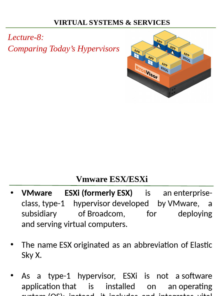 Lecture#8 - Comparing Todays' Hypervisors | PDF | Virtual Machine | Hyper V