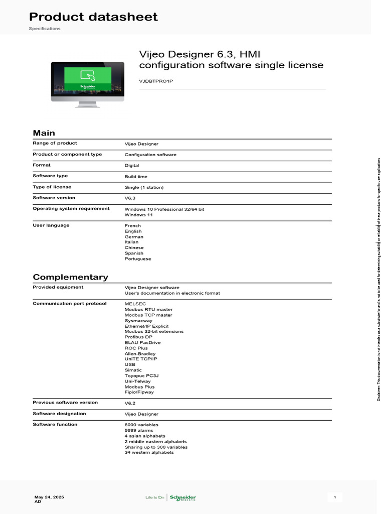 Schneider Electric Vijeo-Designer VJDBTPRO1P | PDF | Internet Protocol ...
