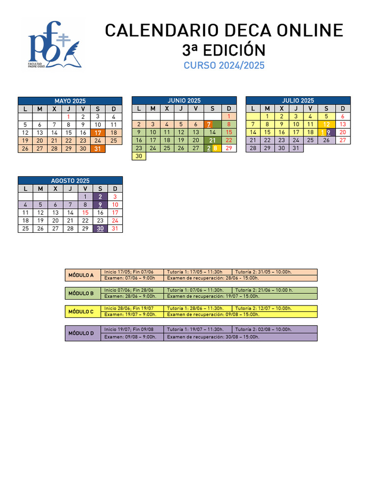 Calendario DECA Online 2024/2025 | PDF