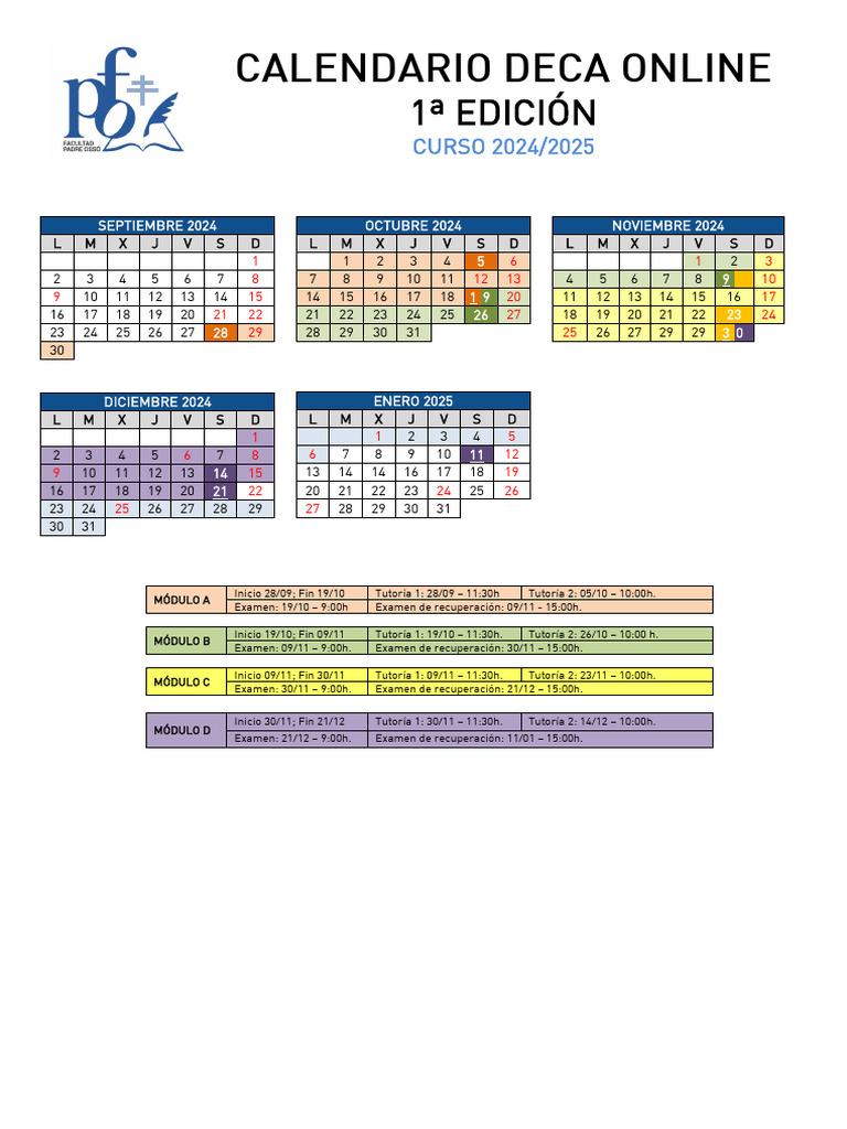 Calendario Curso Deca 2024/2025 | PDF