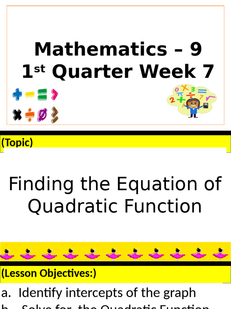 Quadratic Function Basics for Grade 9 | PDF | Quadratic Equation ...