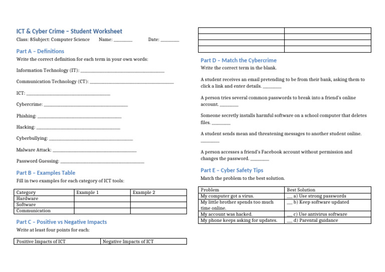 Cyber Crime Worksheet for Students | PDF | Cybercrime | Security