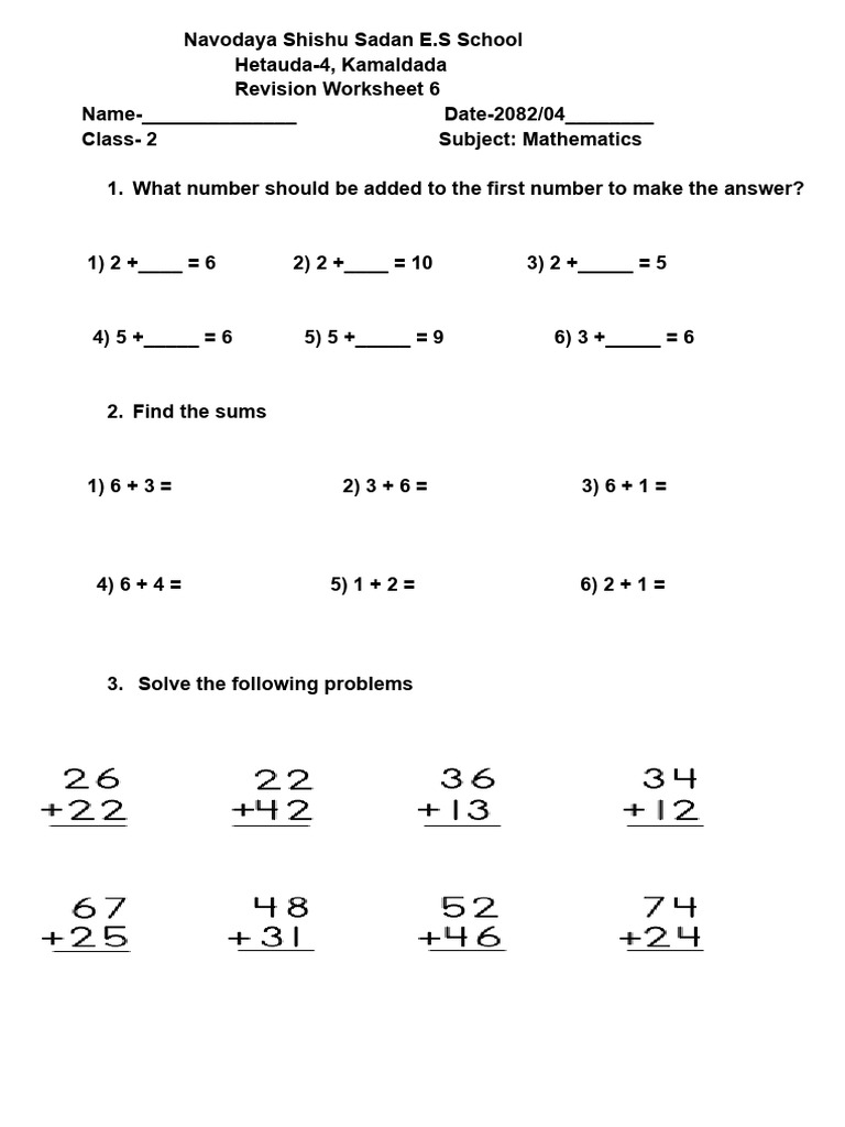 Revision Worksheet - 1 | PDF