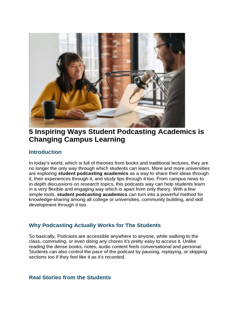 Student Podcasting in Campus Learning | PDF | Podcast | Human Communication