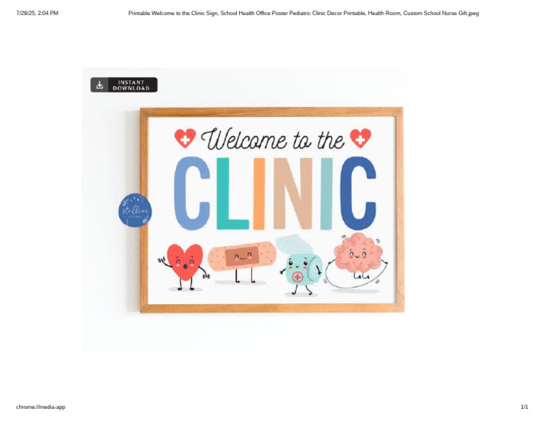 Printable Welcome To The Clinic Sign, School Health Office Poster ...