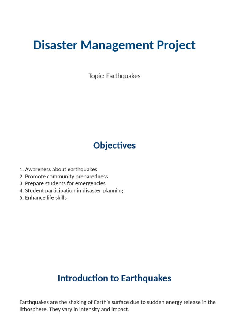 Professional Disaster Management Earthquake Presentation | PDF