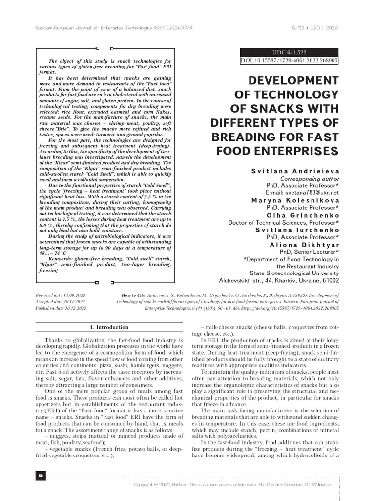 Snack Technology with Gluten-Free Breading | PDF | Breads | Flour