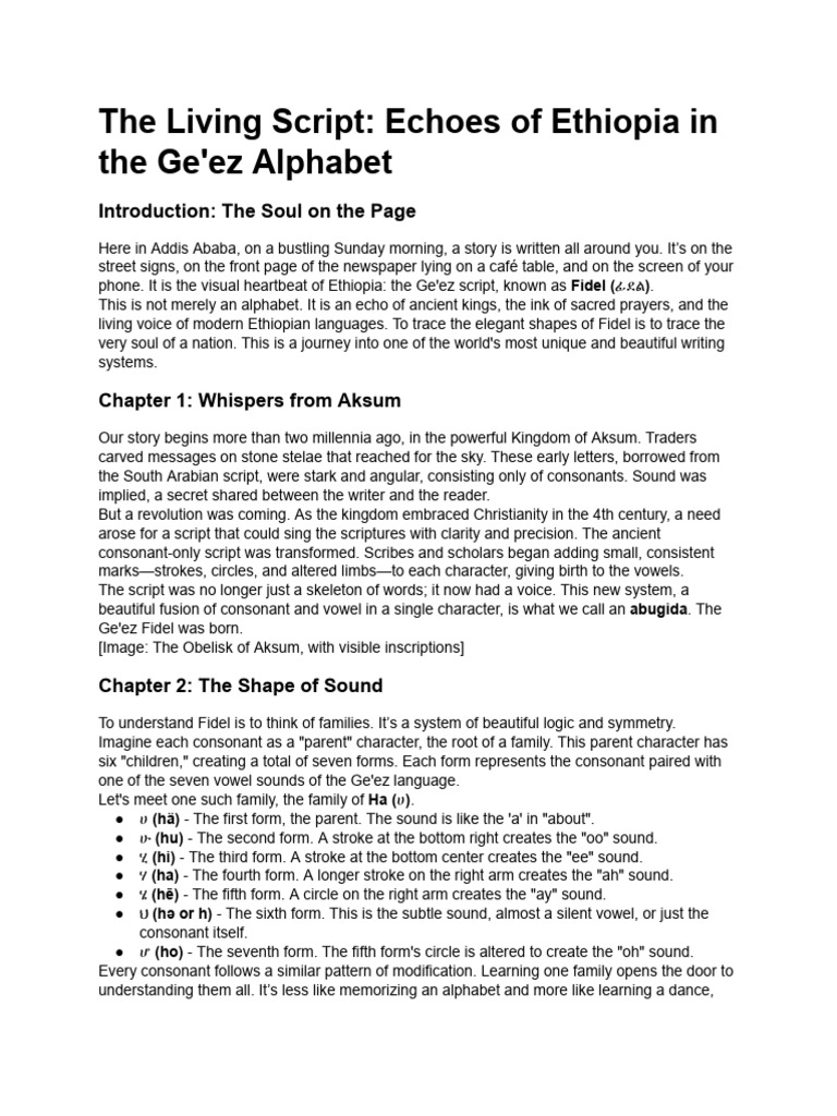 The Ge'ez Alphabet: Ethiopia's Living Script | PDF | Ethiopia | Orthography