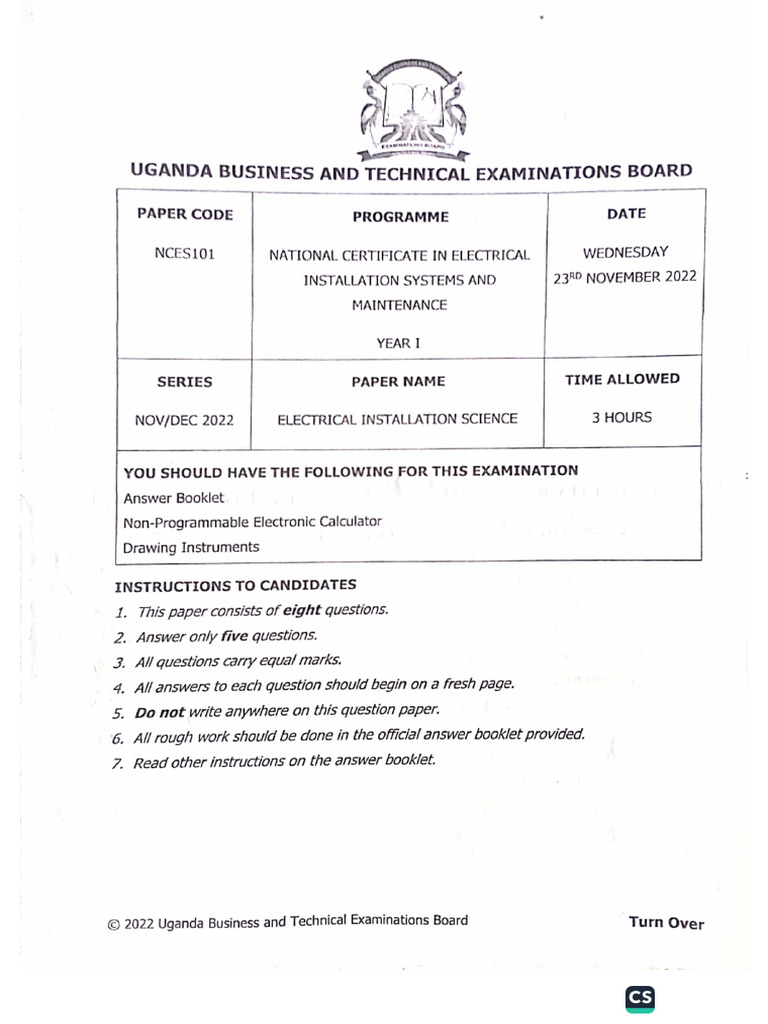 Electrical Installation Science Papers | PDF