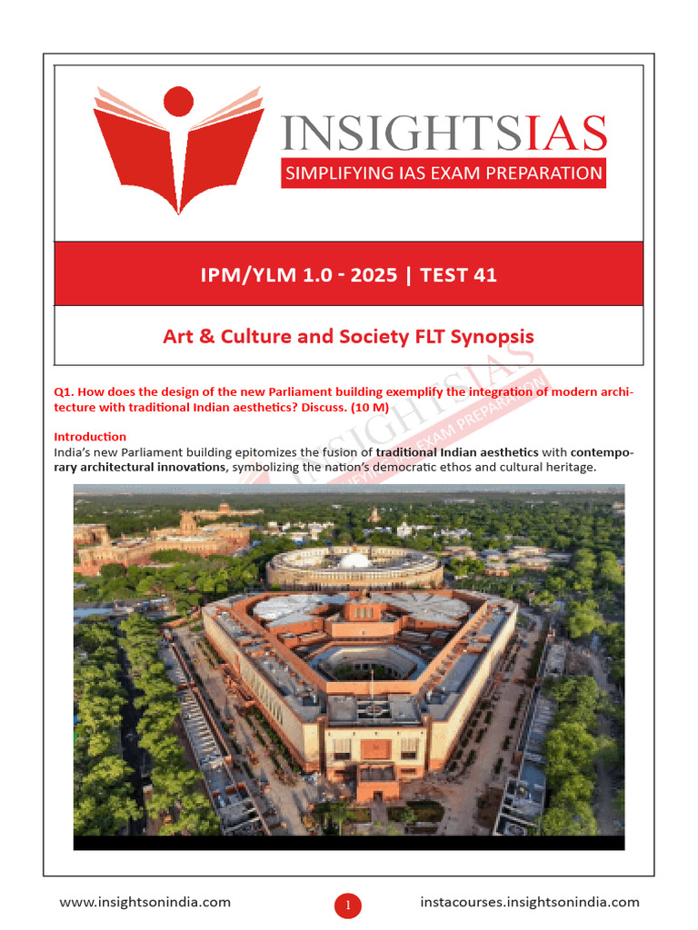 IPM Test Series 2025-1-0 Art & Culture and Society (Mains) Synopsis ...