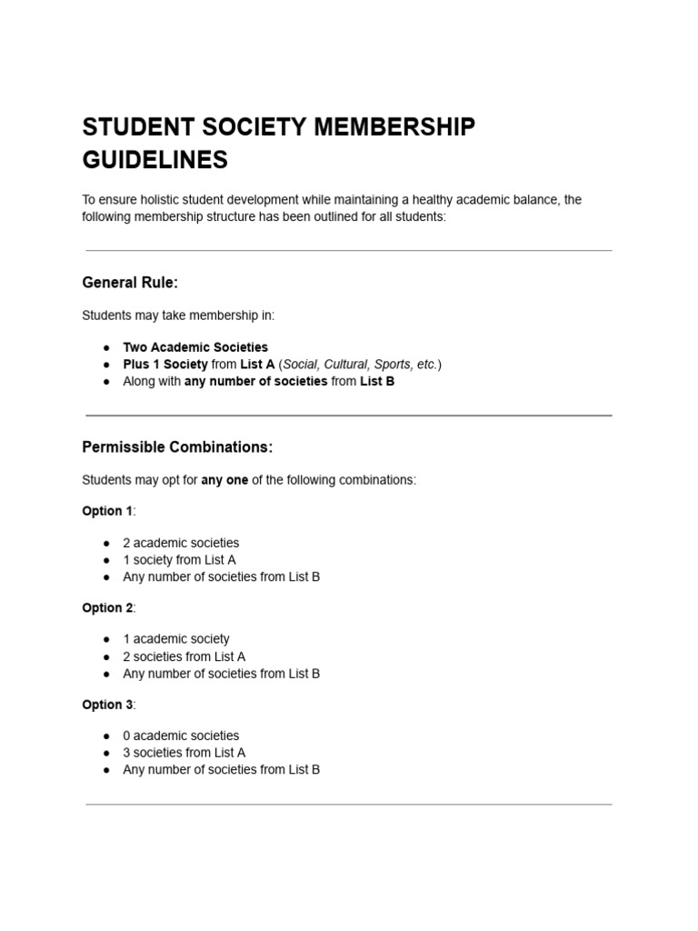 Student Society Membership Rules | PDF