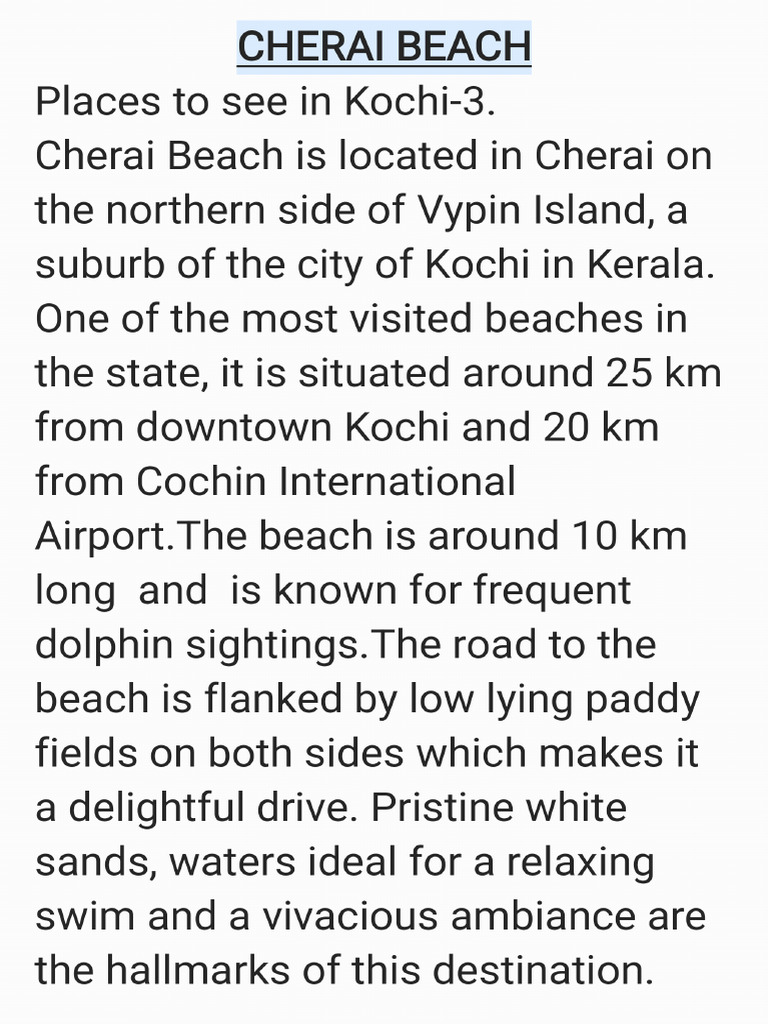Cherai Beach | PDF
