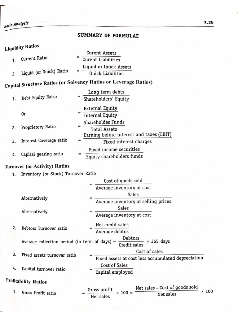 Ratio Formulas | PDF