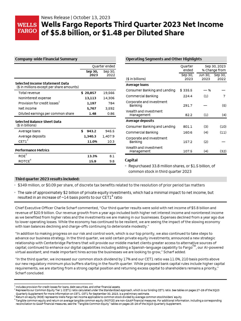 Third Quarter 2023 Earnings | PDF | Banks | Mortgages