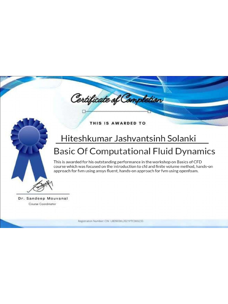Basics of CFD Workshop Certificate | PDF