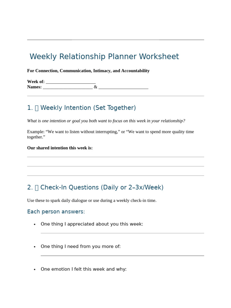 Weekly Planner To Create Structure, Trust and Connection | PDF ...