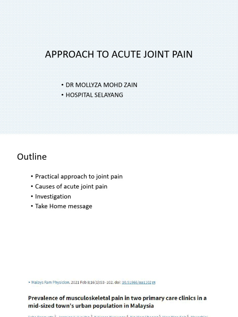 Acute Joint Pain Management Guide | PDF | Arthritis | Joint