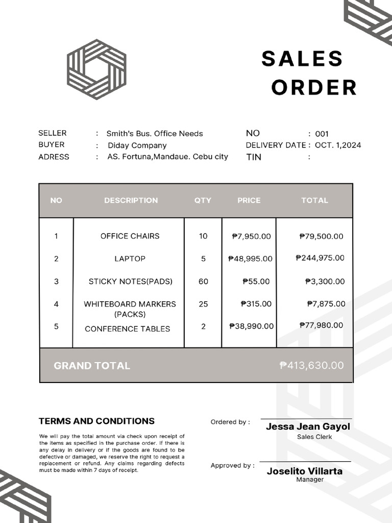 Gayol, Ais, Sales Order | PDF