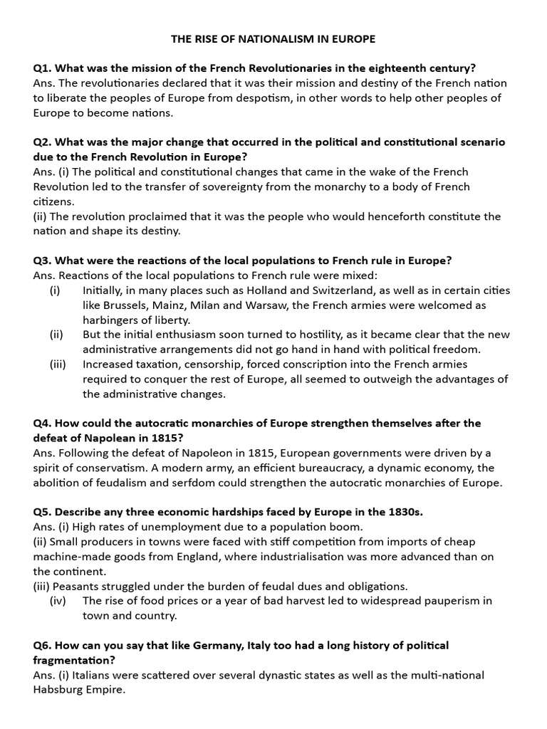 Nationalism's Evolution in Europe | PDF | Kingdom Of Prussia | Europe