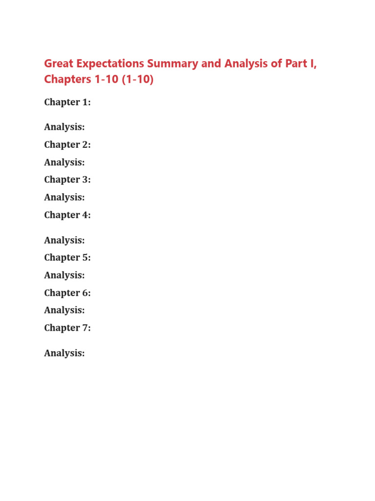 Great Expectations Summary and Analysis | PDF